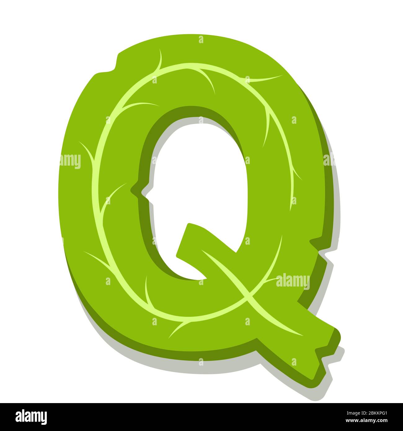 Letter Q, green leaves summer vector alphabet. The simple logo of ...