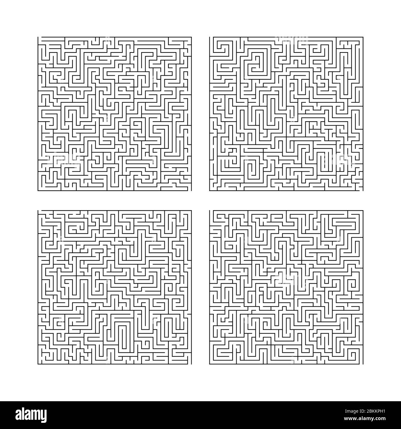 Labyrinth maze game set. Collection of four puzzles isolated on white ...