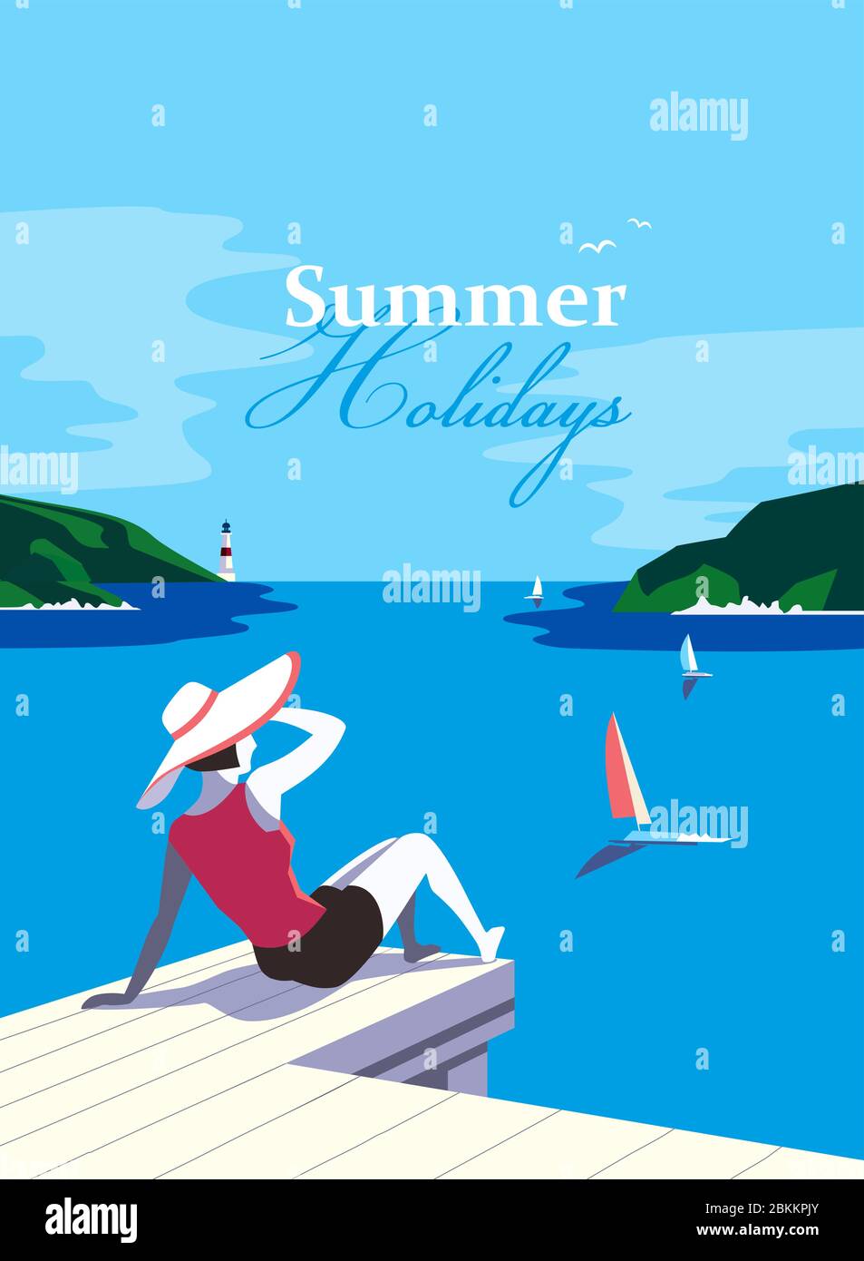 Vintage seaside poster Stock Vector Images - Alamy