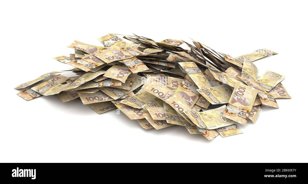 Stack of Canadian Dollars (Isolated on white background Stock Photo - Alamy