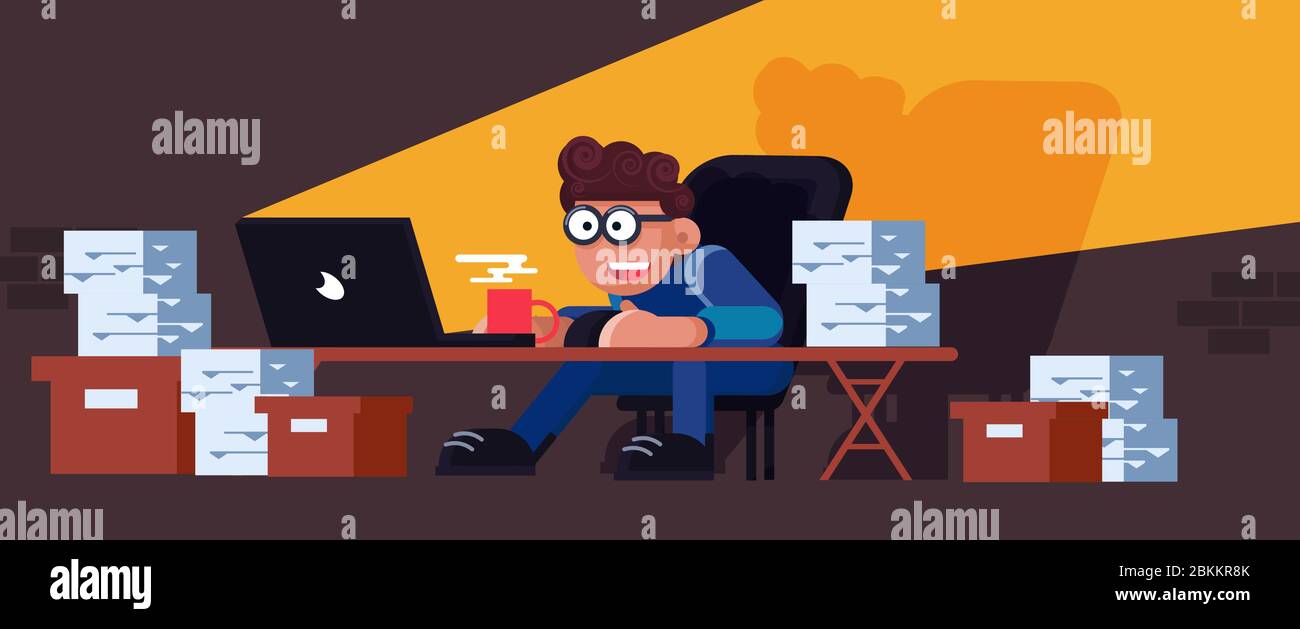 Business busy paper work vector workflow accountant man vector ...