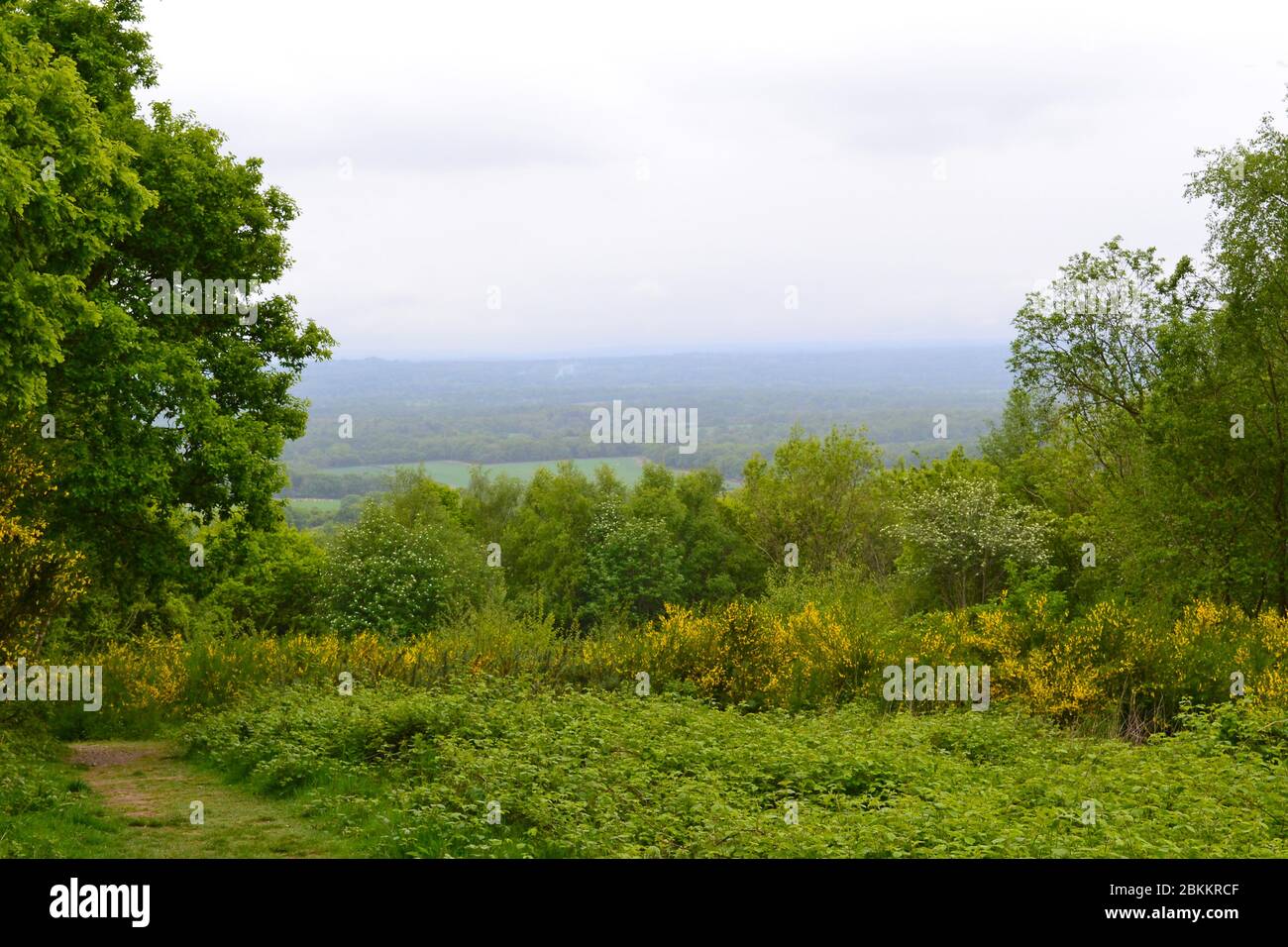 View across the low weald of Kent from Ide Hill, Kent's highest village ...