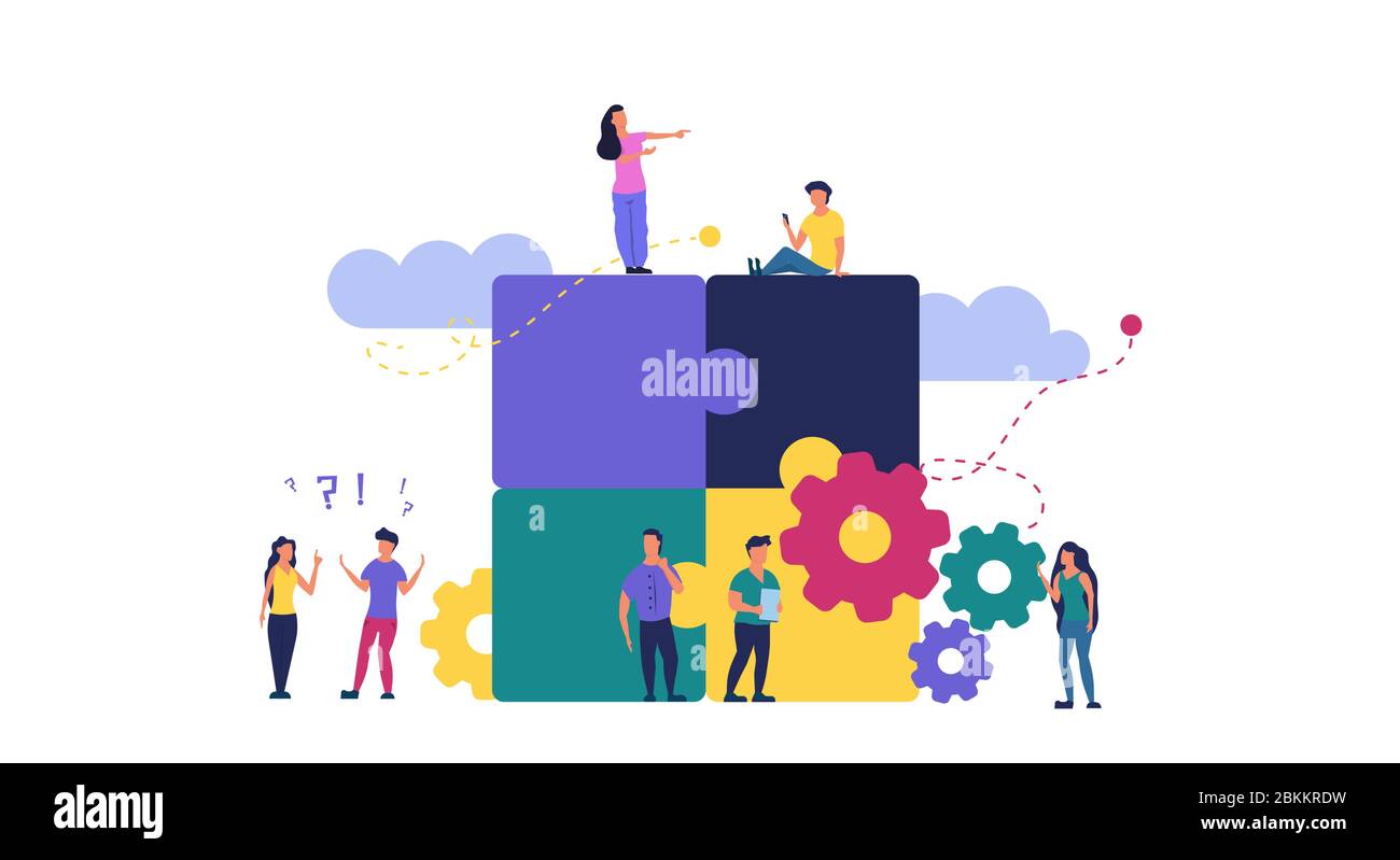 Puzzle team work vector illustration concept partner. Partnership ...