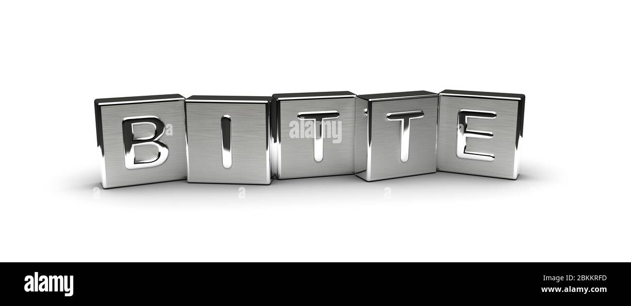 Metal Bitte Text (isolated on white background Stock Photo - Alamy