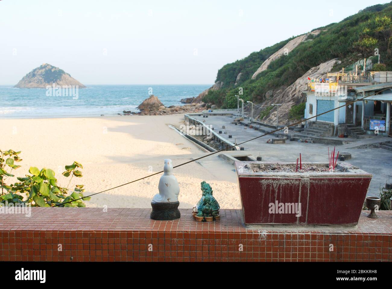 Sea View Beachfront Terrace Small Buddha Statues Statue Incense Sandy ...