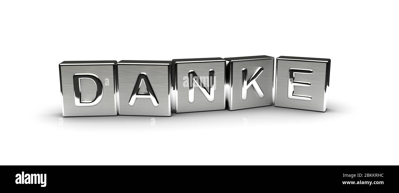 Metal Danke Text (isolated on white background Stock Photo - Alamy