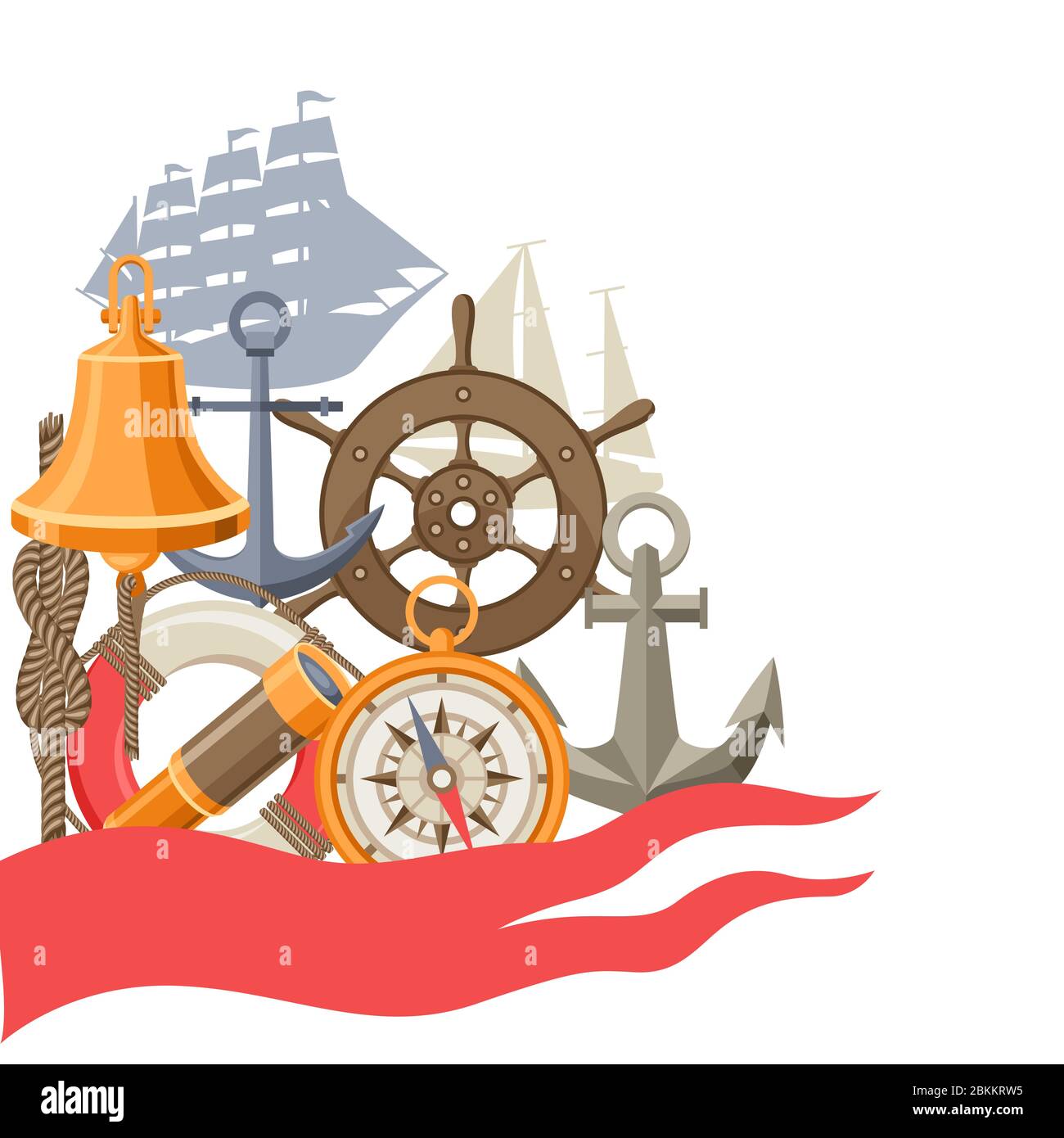 Background with nautical symbols and items Stock Vector Image & Art - Alamy