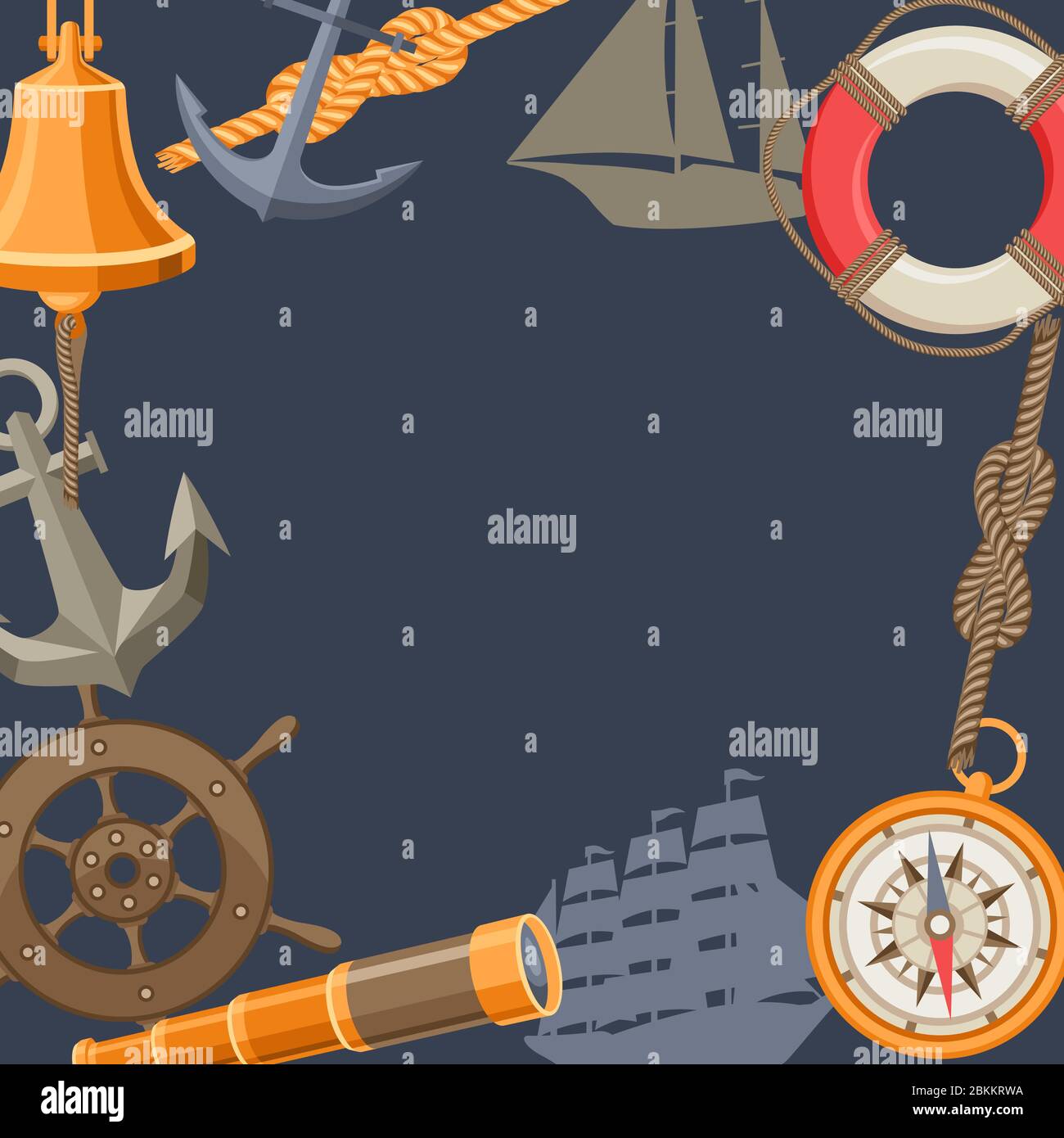 Background with nautical symbols and items Stock Vector Image & Art - Alamy