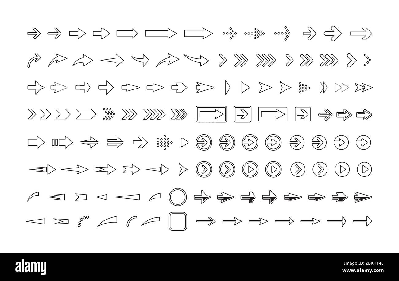 Arrows big collection, with borders and shadows, vector icon set. Paper ...