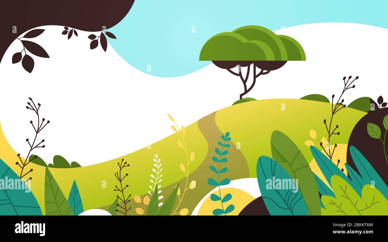 beautiful landscape with flowers and leaves floral spring poster ...