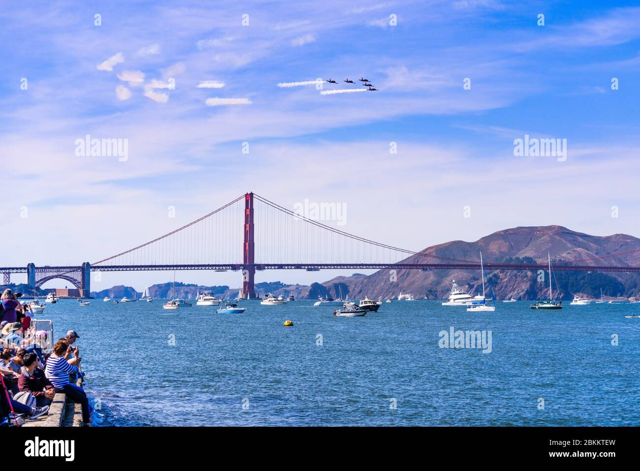 Oct 12, 2019 San Francisco / CA / USA - Peope watching the Fleet Week ...