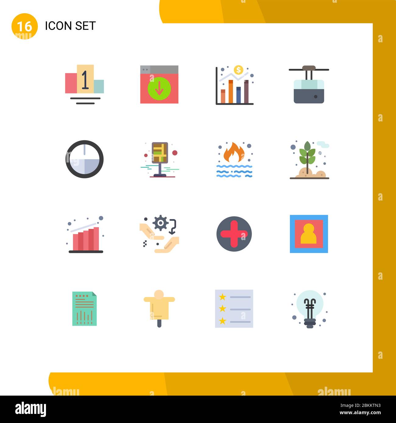 16 User Interface Flat Color Pack of modern Signs and Symbols of ...