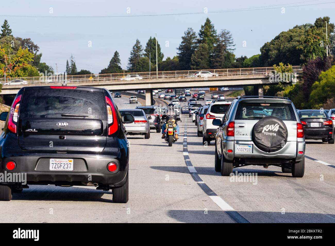 Oct 18, 2019 Oakland / CA / USA - Heavy traffic on one of the freeways ...