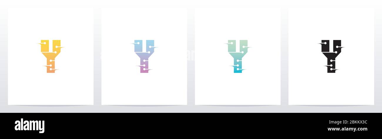 Horizontal Lines With Dots On Letter Logo Design Y Stock Vector Image ...