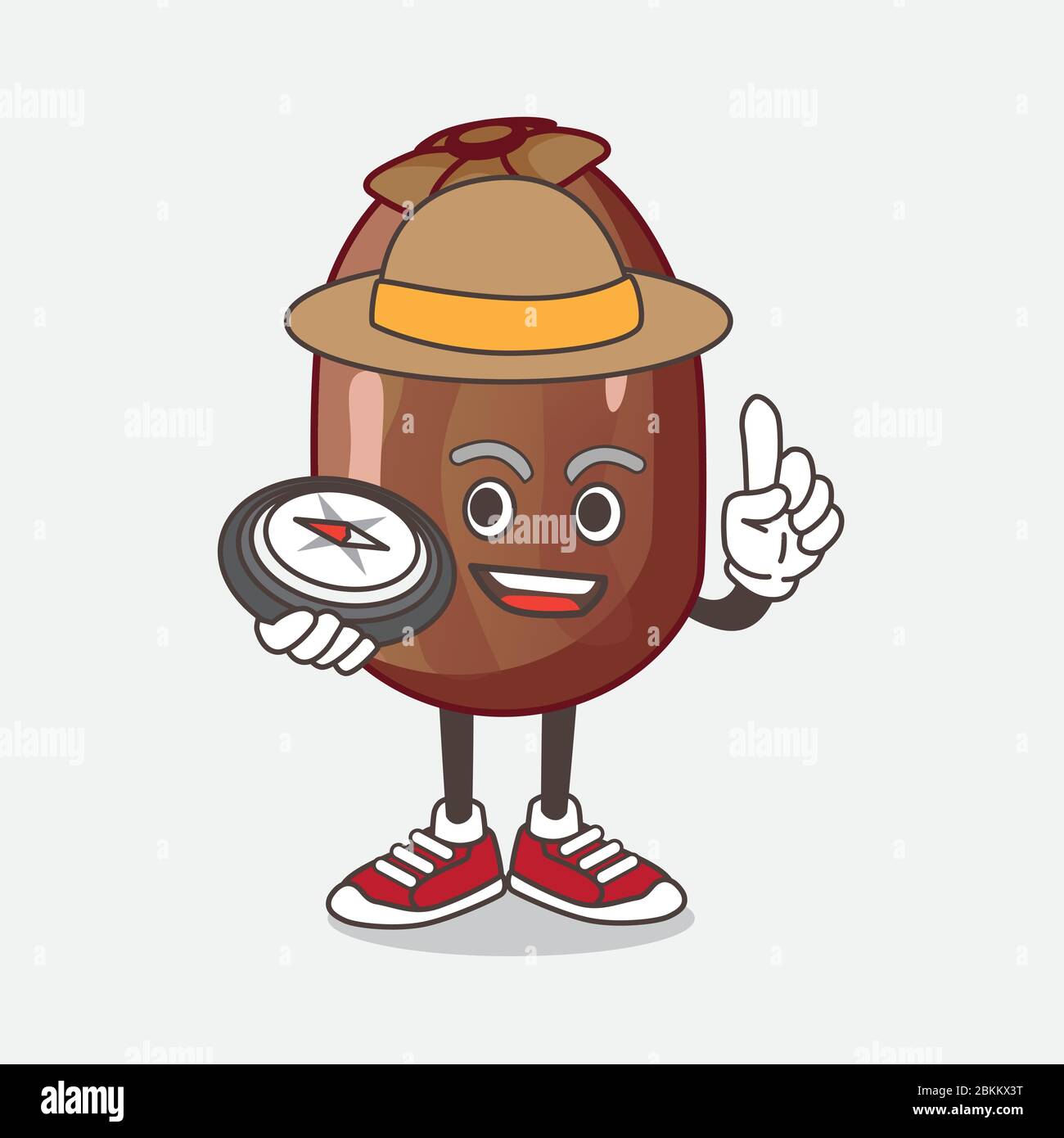 An illustration of Date Fruit cartoon mascot character having a compass ...