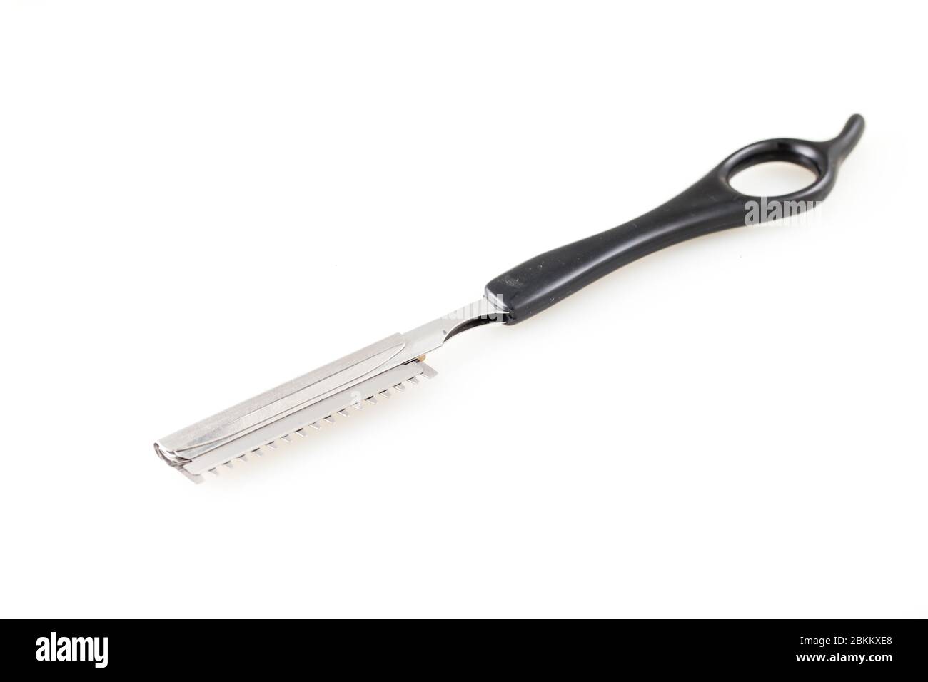 Metal color sharp straight razor on a bright isolated on white Stock ...