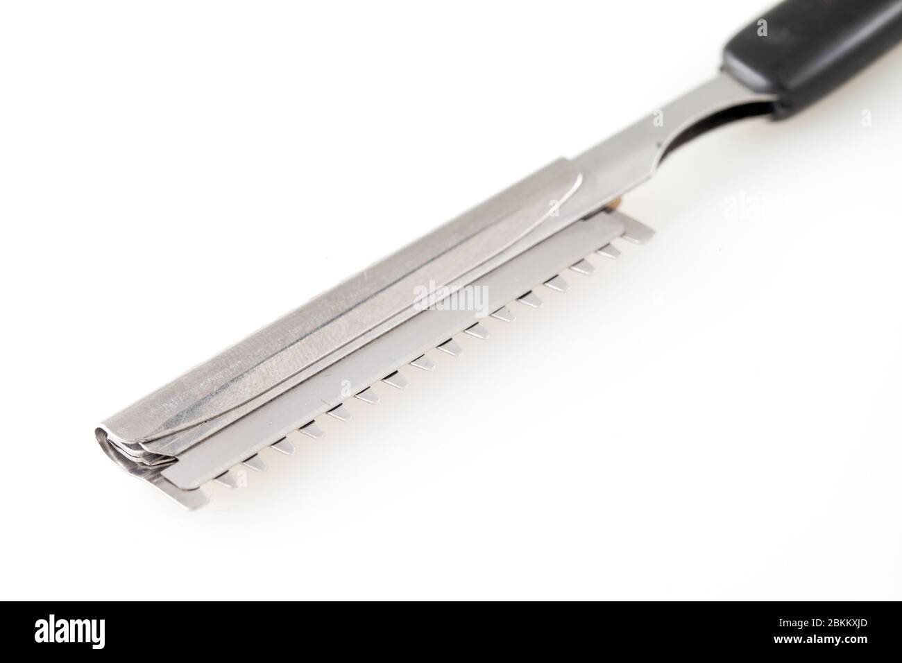 Metal color sharp straight razor on a bright isolated on white Stock ...