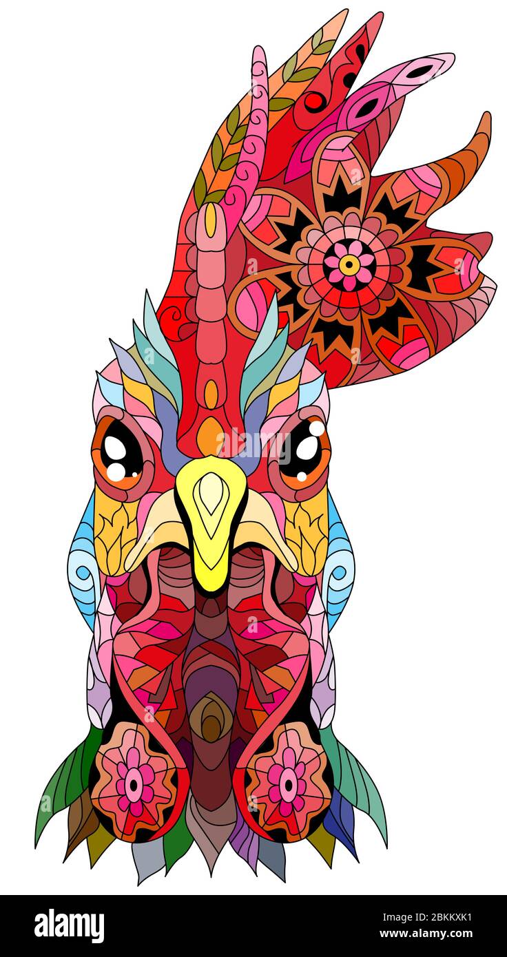 Zentangle rooster head. Hand drawn decorative vector illustration Stock ...