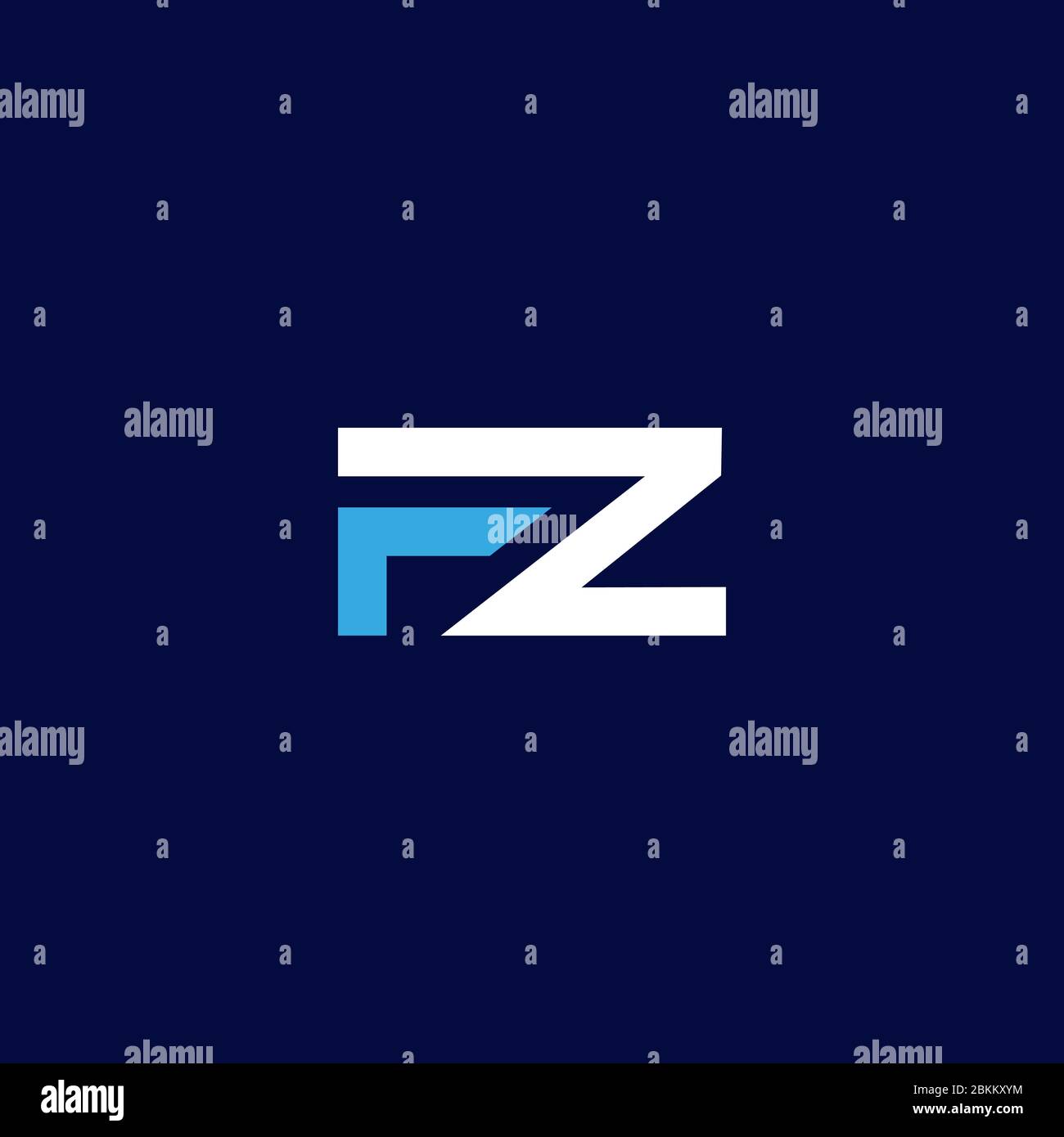 FZ F Z Letter Logo Design in blue and white Colors. Creative Modern ...