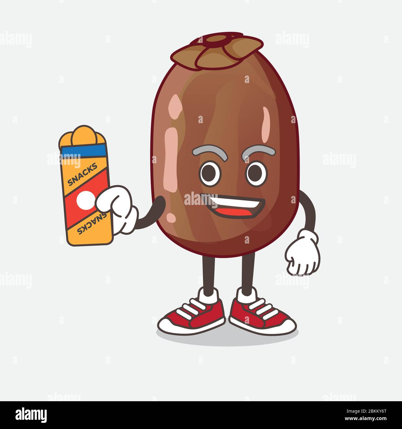 An illustration of Date Fruit cartoon mascot character giving snacks ...