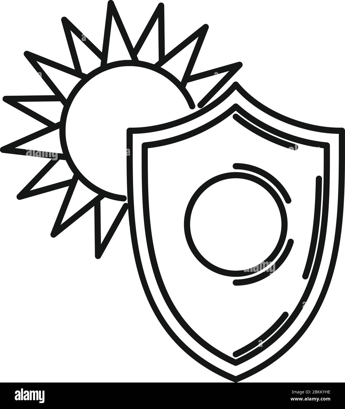 Shield sun protection icon. Outline shield sun protection vector icon ...