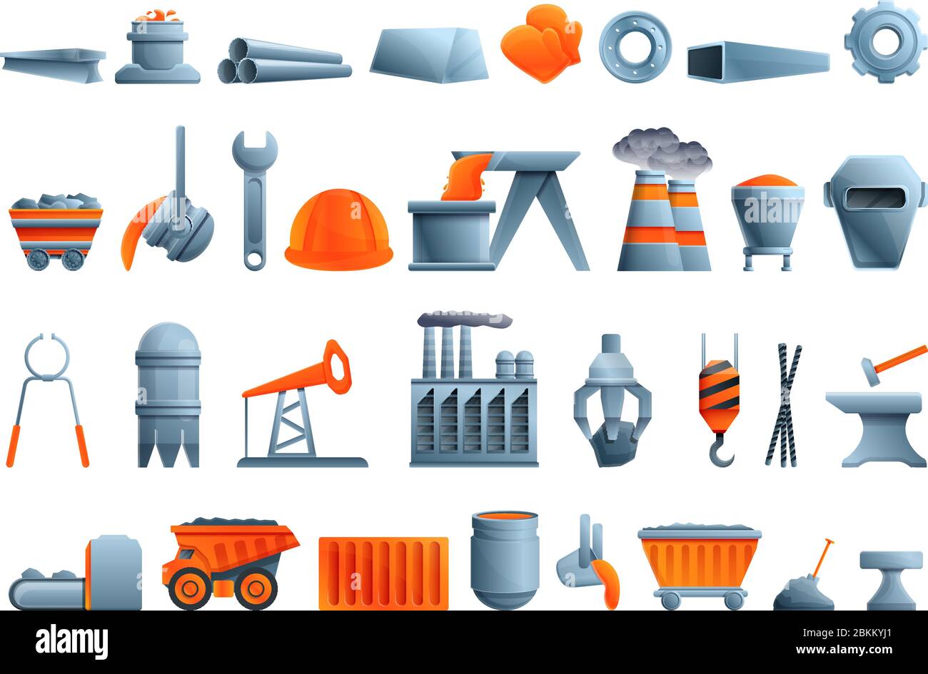 Metallurgy icons set. Cartoon set of metallurgy vector icons for web ...