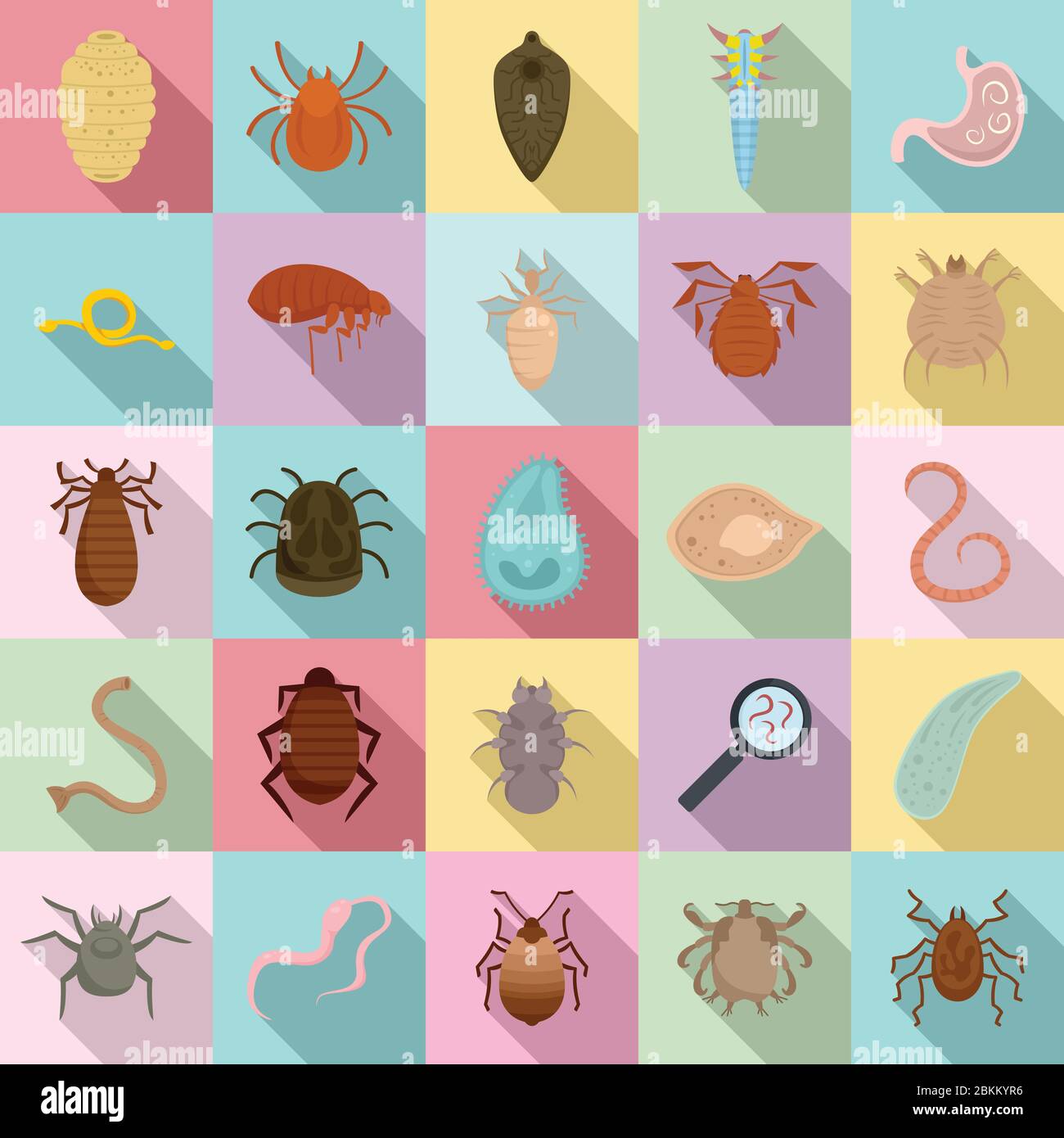 Parasite icons set. Flat set of parasite vector icons for web design ...