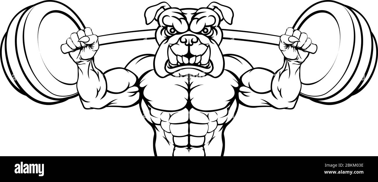 Bodybuilder and english bulldog Stock Vector Images - Alamy