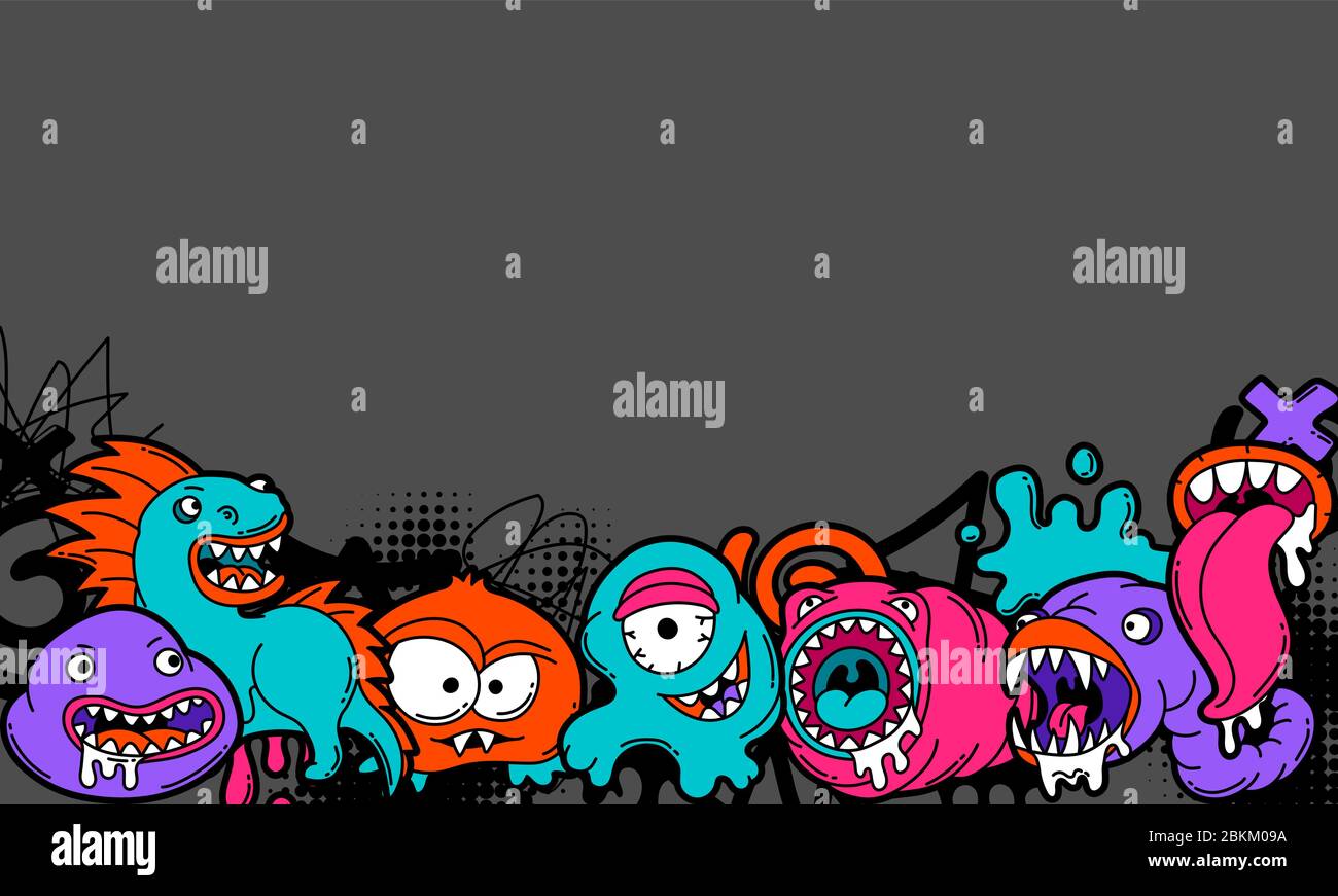 Background with cartoon monsters Stock Vector Image & Art - Alamy