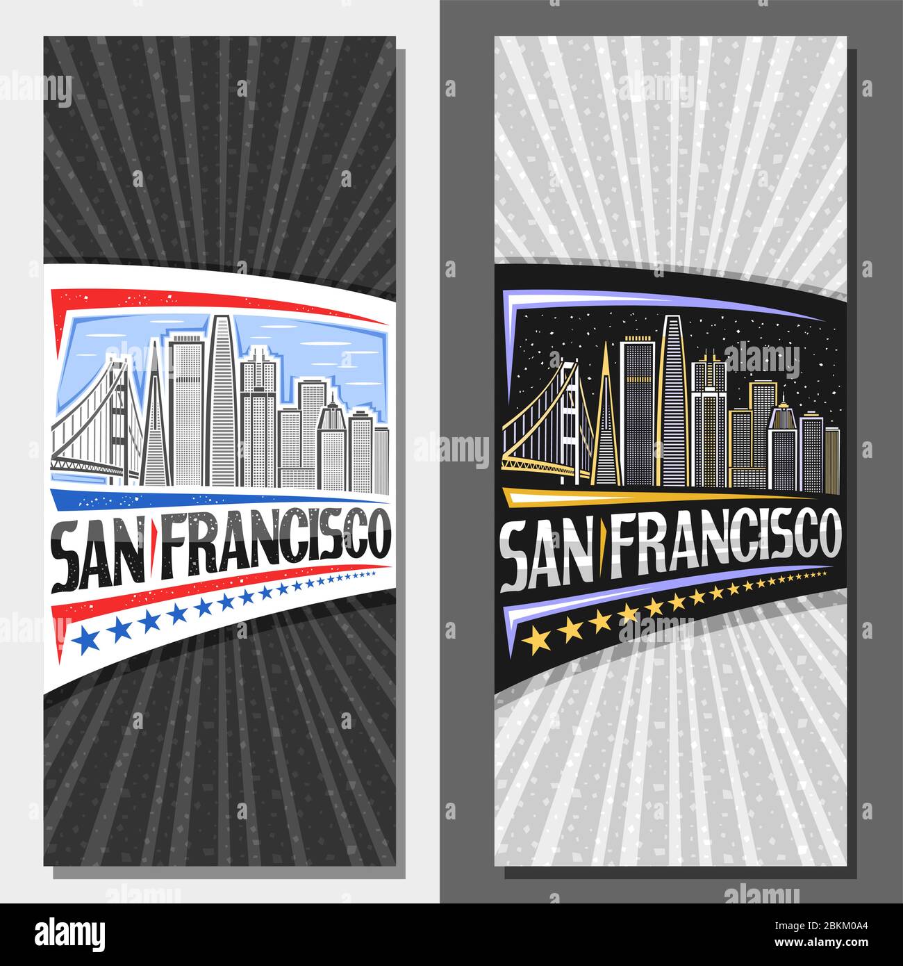 Vector layouts for San Francisco, decorative leaflet with line ...