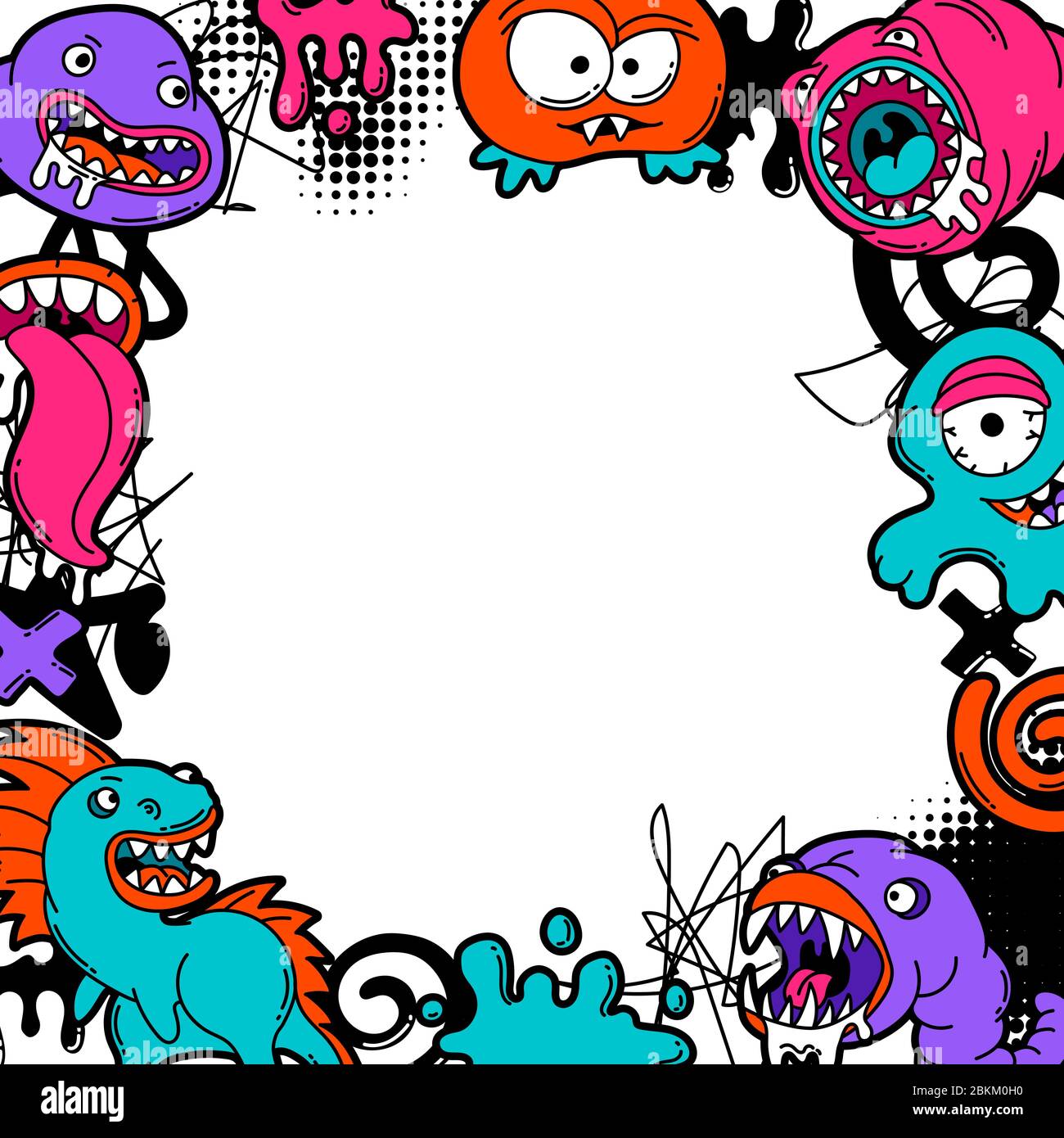Background with cartoon monsters Stock Vector Image & Art - Alamy