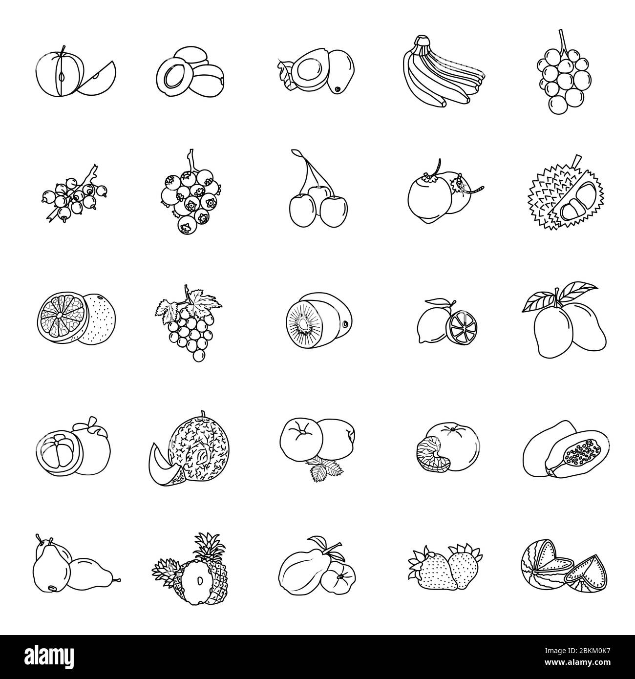 Icon Collection of Fruit with outline style Stock Vector Image & Art ...