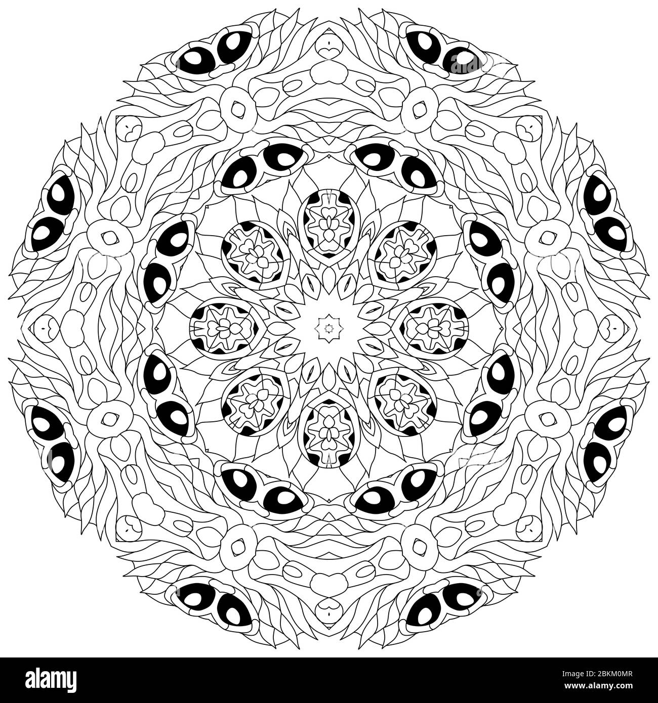 Hand drawn zentangle circular ornament for coloring page Stock Vector ...