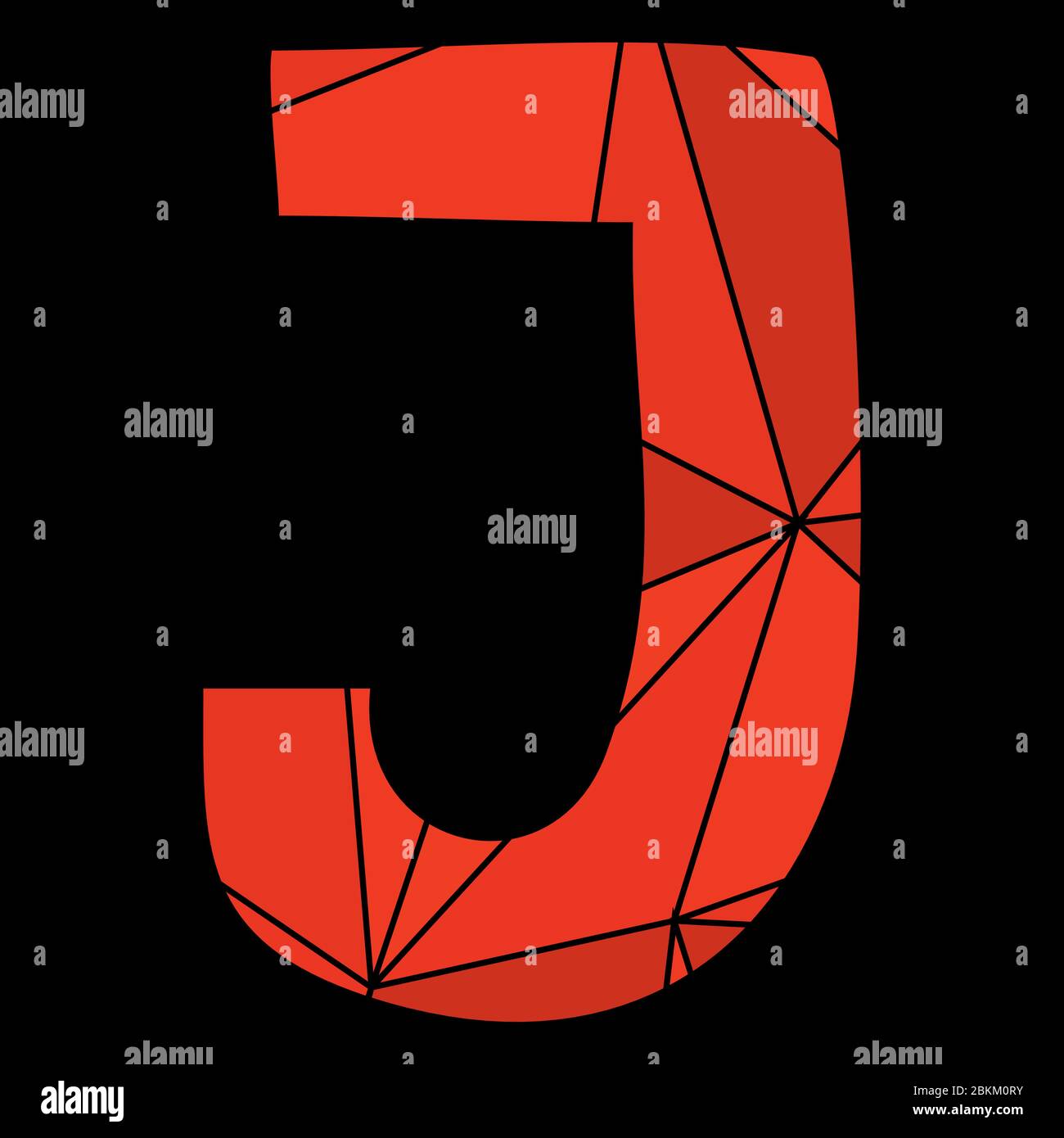 J red alphabet vector letter isolated on black background Stock Vector ...