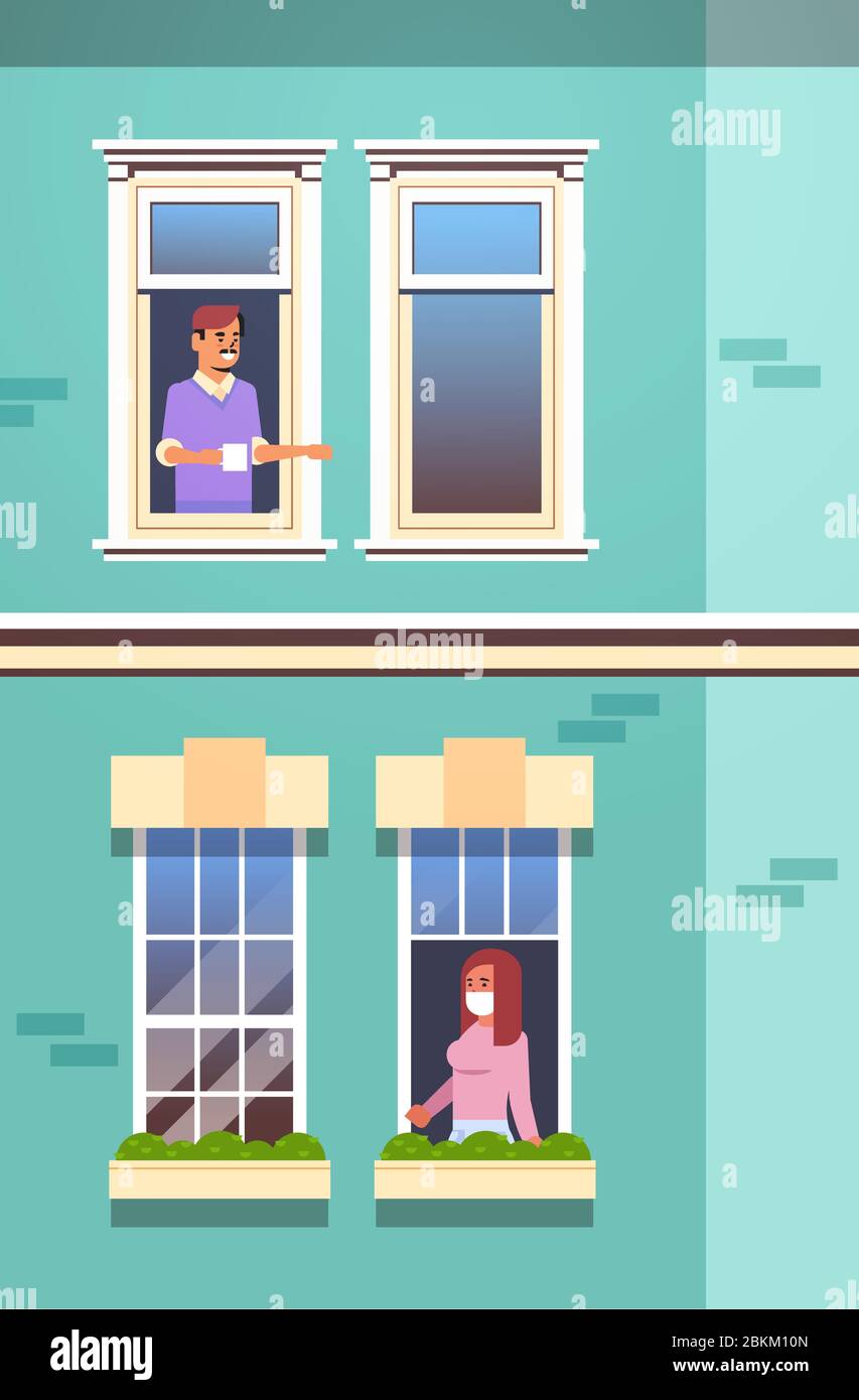 people looking out of apartment stay home self-isolation coronavirus ...