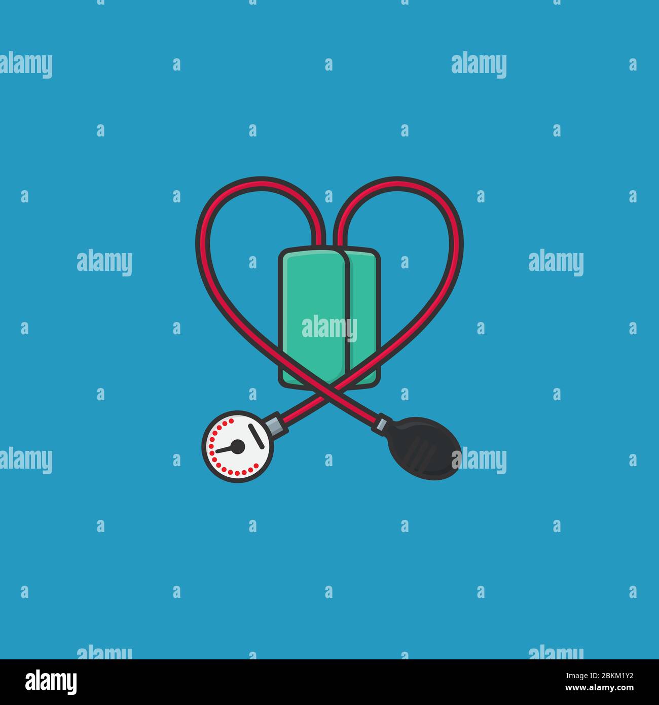 Blood Pressure Cuff And Stethoscope Cartoon