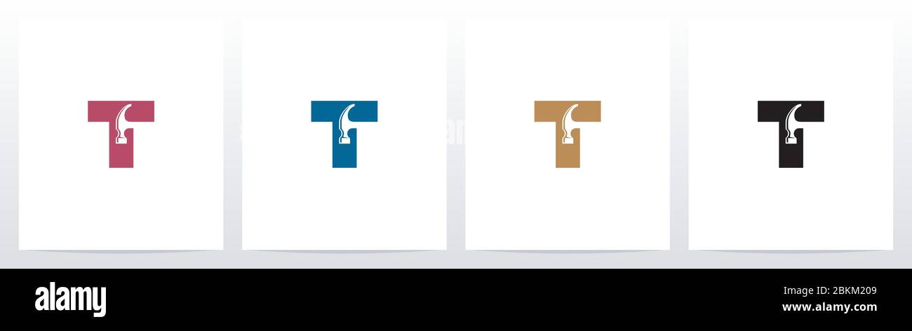 Hammer Tools On Letter Logo Design T Stock Vector Image & Art - Alamy