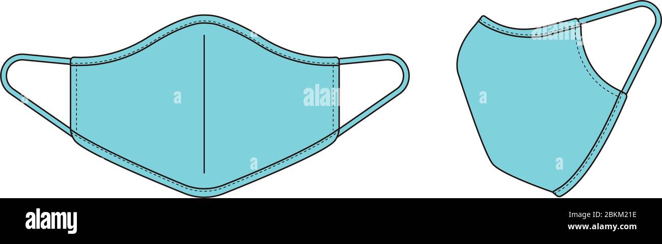Medical face mask vector template illustration / light blue Stock ...