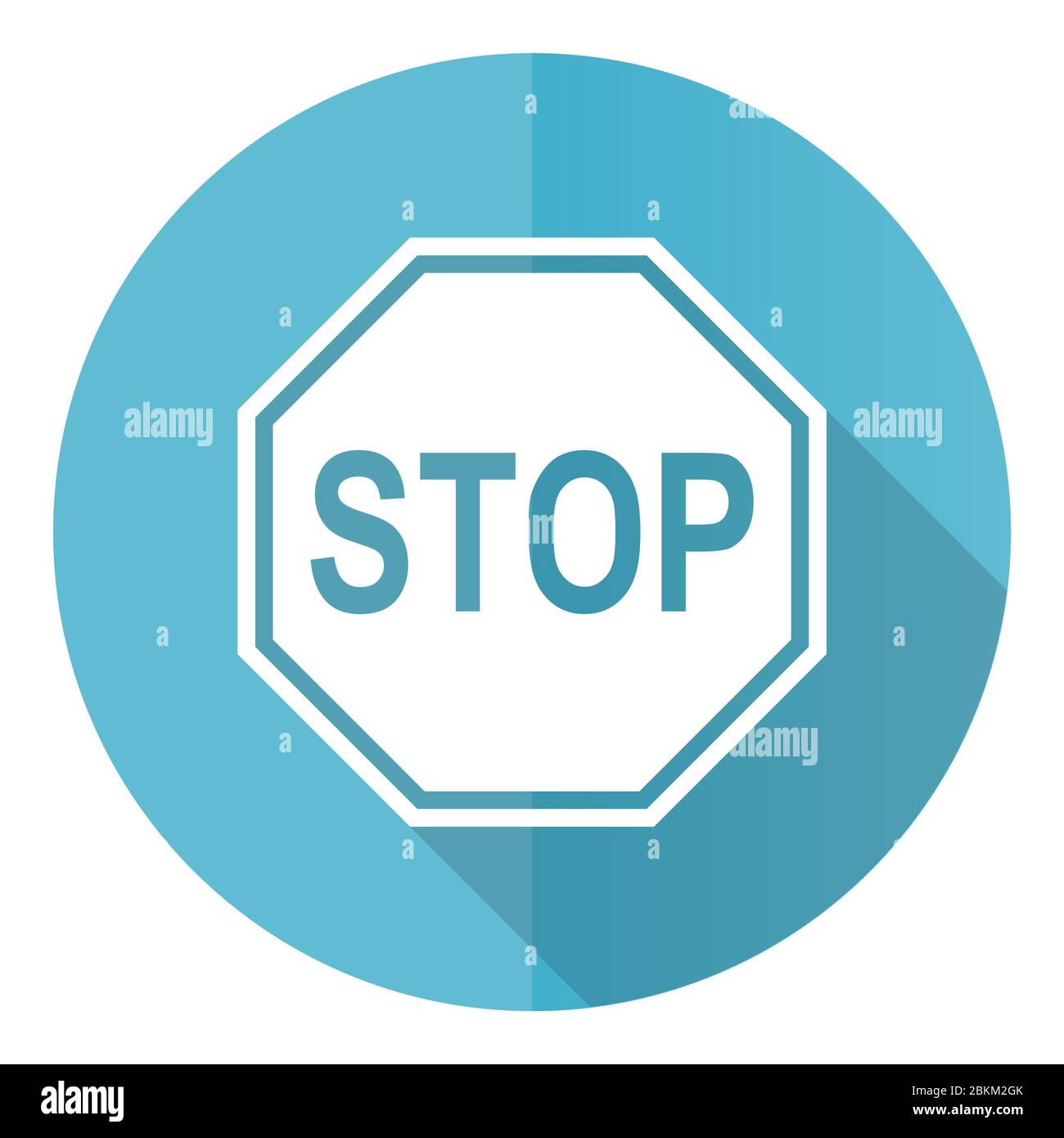 Stop blue round flat design vector icon isolated on white background ...