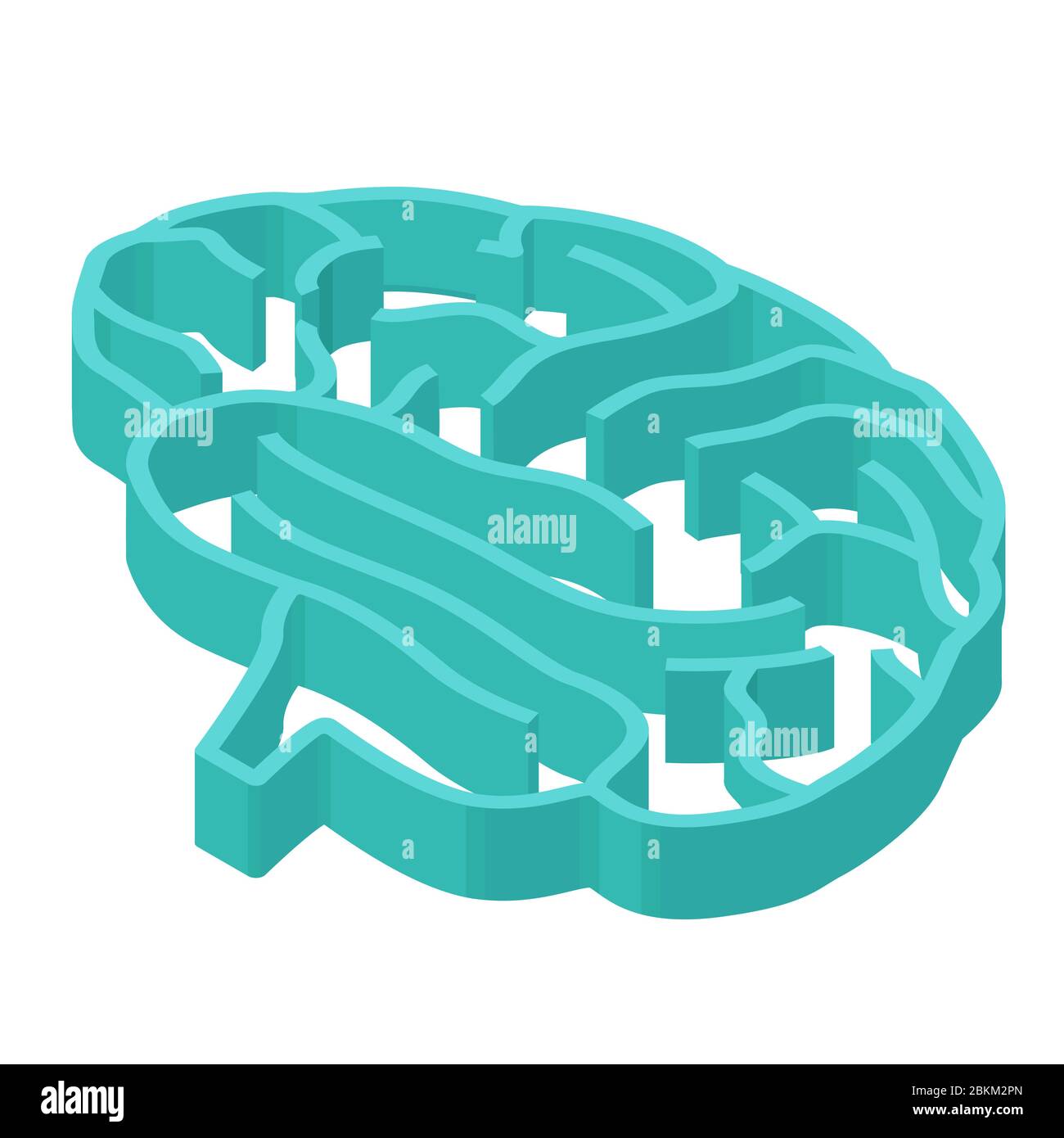 Isometric maze brain vector graphic illustration. Realistic model of ...