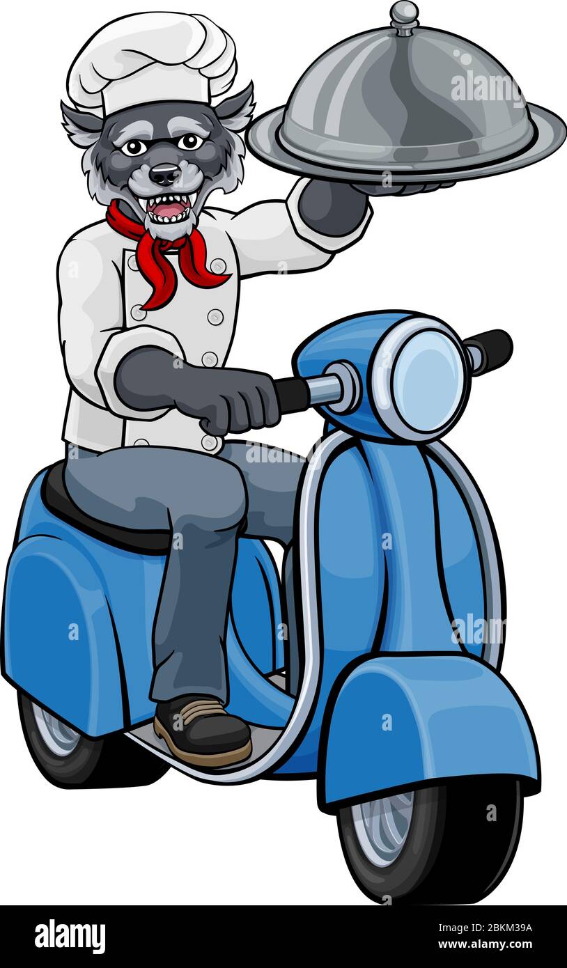 Wolf Chef Scooter Mascot Cartoon Character Stock Vector Image & Art - Alamy