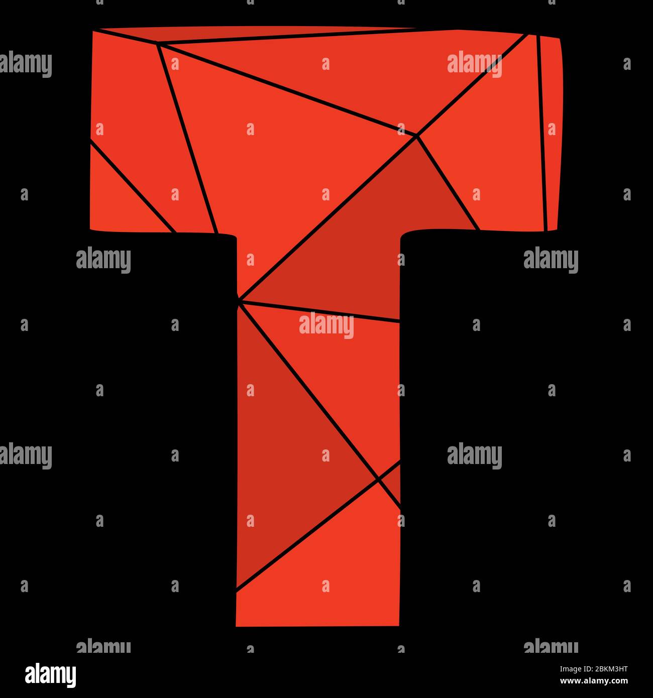 T red alphabet vector letter isolated on black background Stock Vector ...