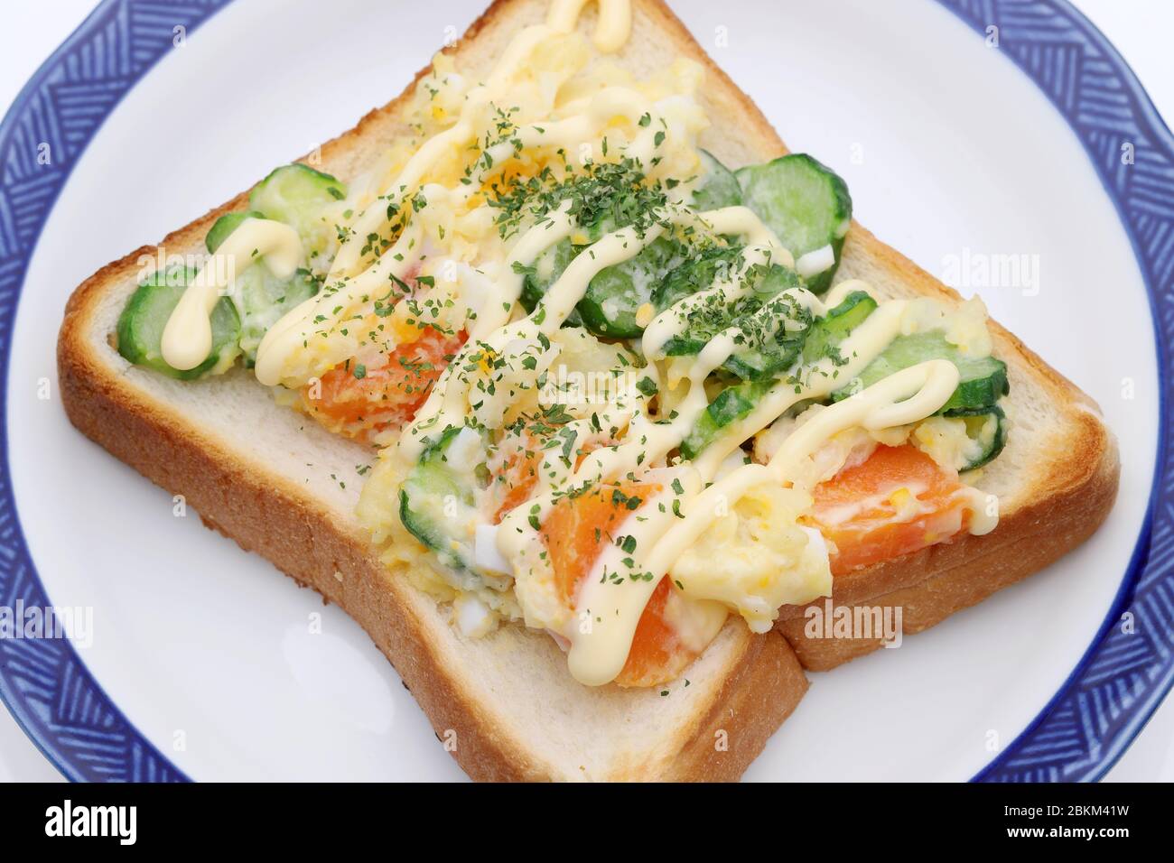 potato mayonnaise salad with toasted bread in a dish Stock Photo - Alamy