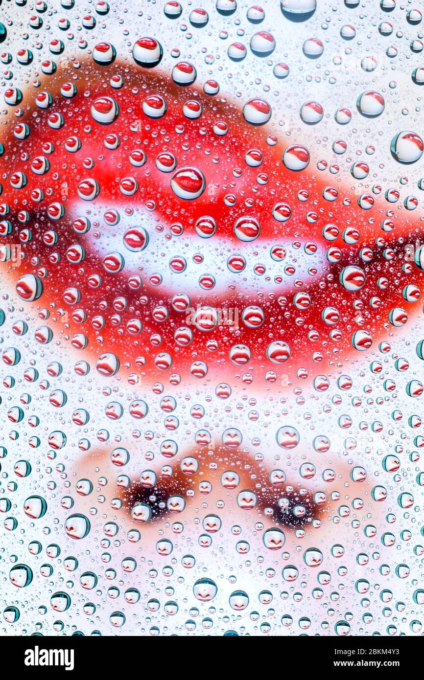 Close up woman face wet glass hi-res stock photography and images - Alamy