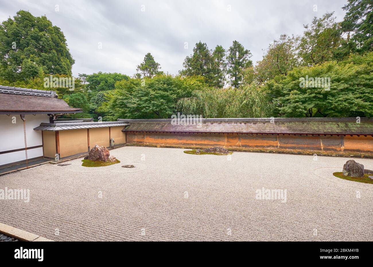 The view of famous Zen garden of Ryoan-ji temple - the dry landscape ...