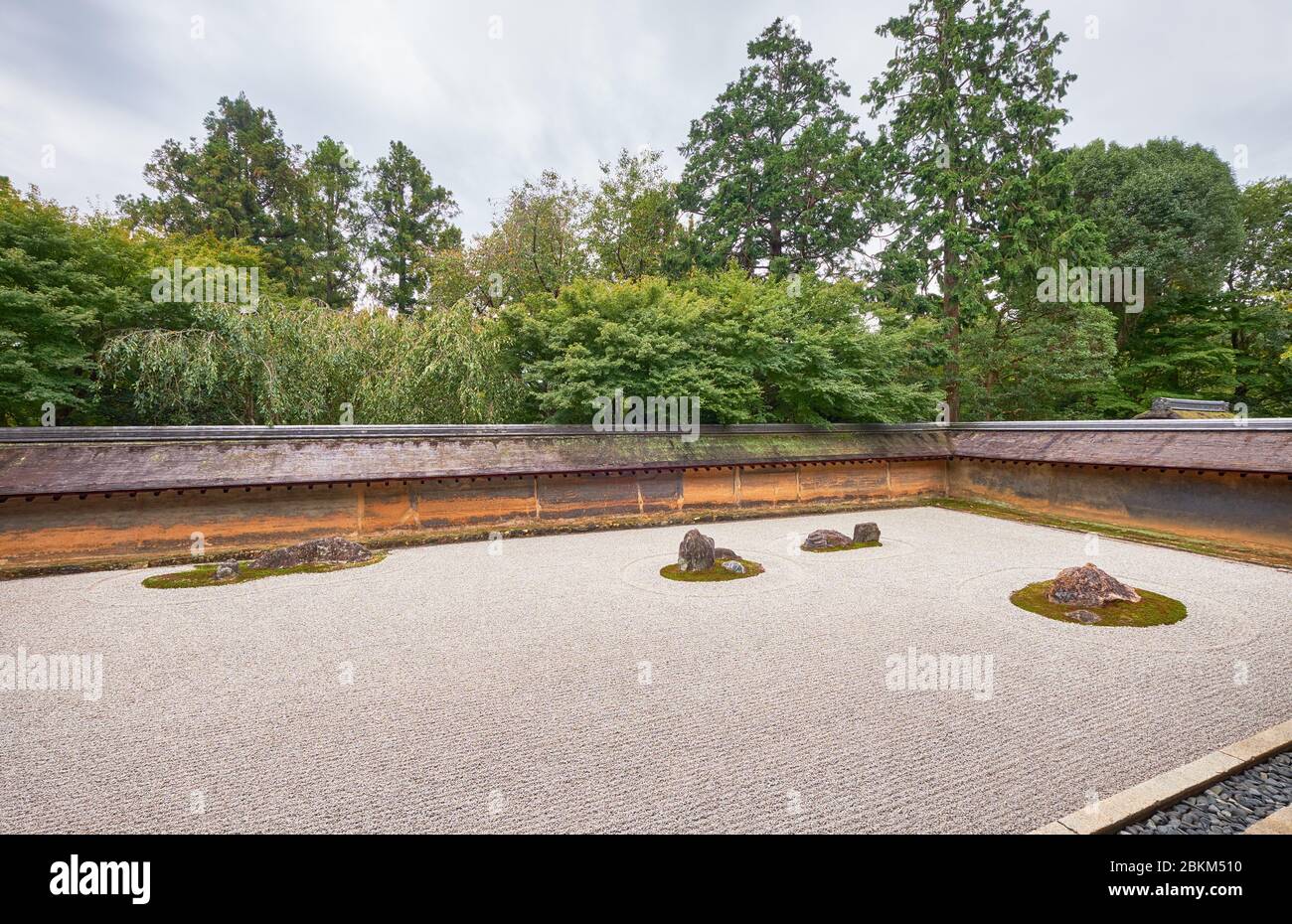The view of famous Zen garden of Ryoan-ji temple - the dry landscape ...