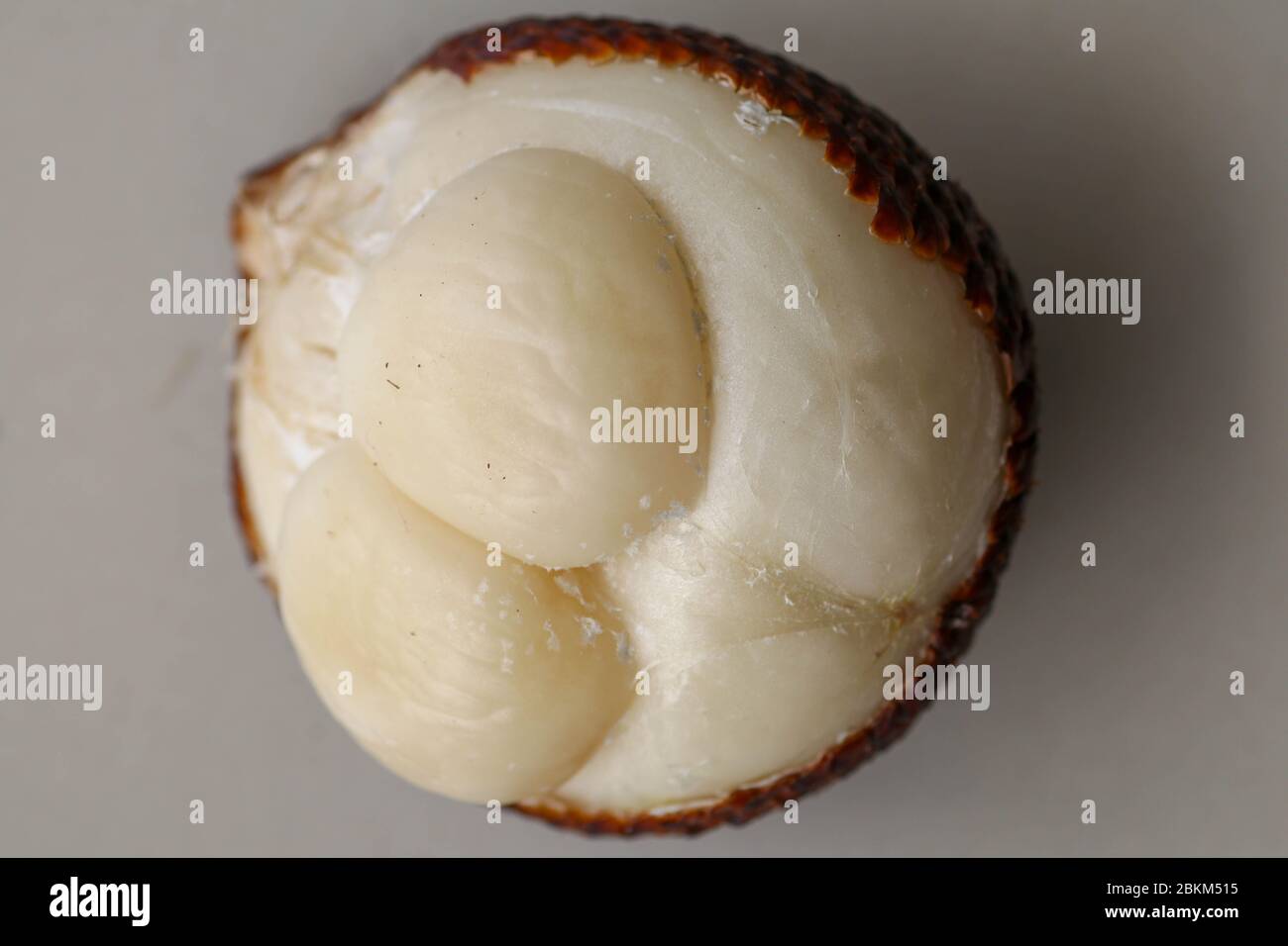 Close up of single piece of Snake fruit. Top view of single healthy ...