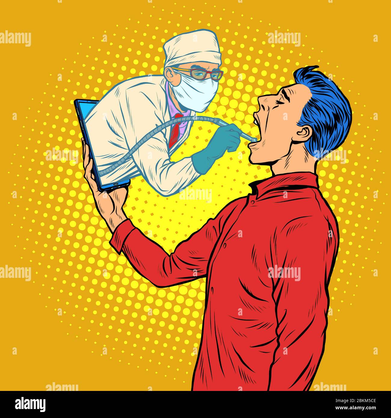 remote work online help. dentist drills a tooth Stock Vector Image ...