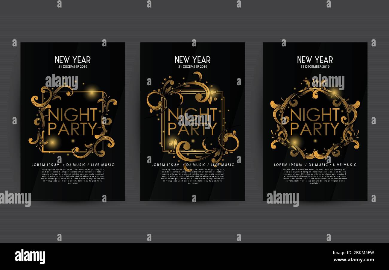 New Year Luxury Poster Template. Golden Night Club Party for New Year ...