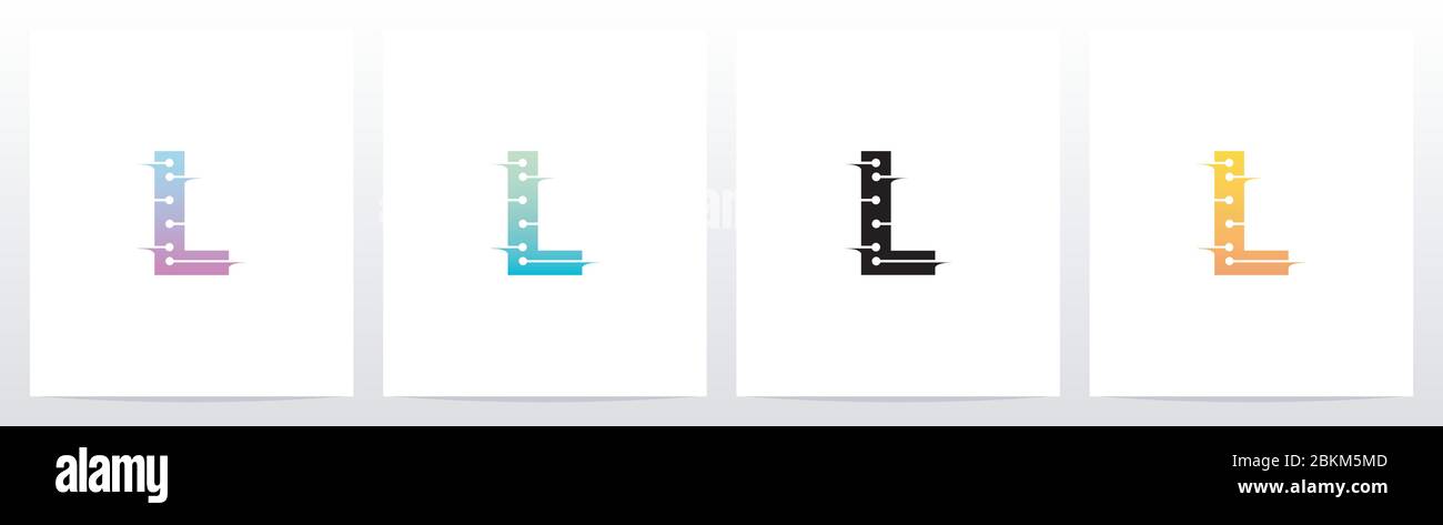 Horizontal Lines With Dots On Letter Logo Design L Stock Vector Image ...